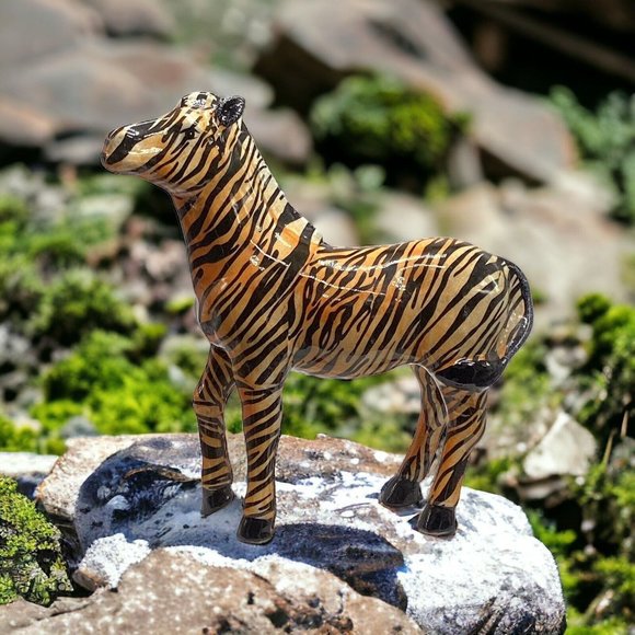 Art | Beautiful Zebra Black Orange And Cream Color Decoupage Style ...